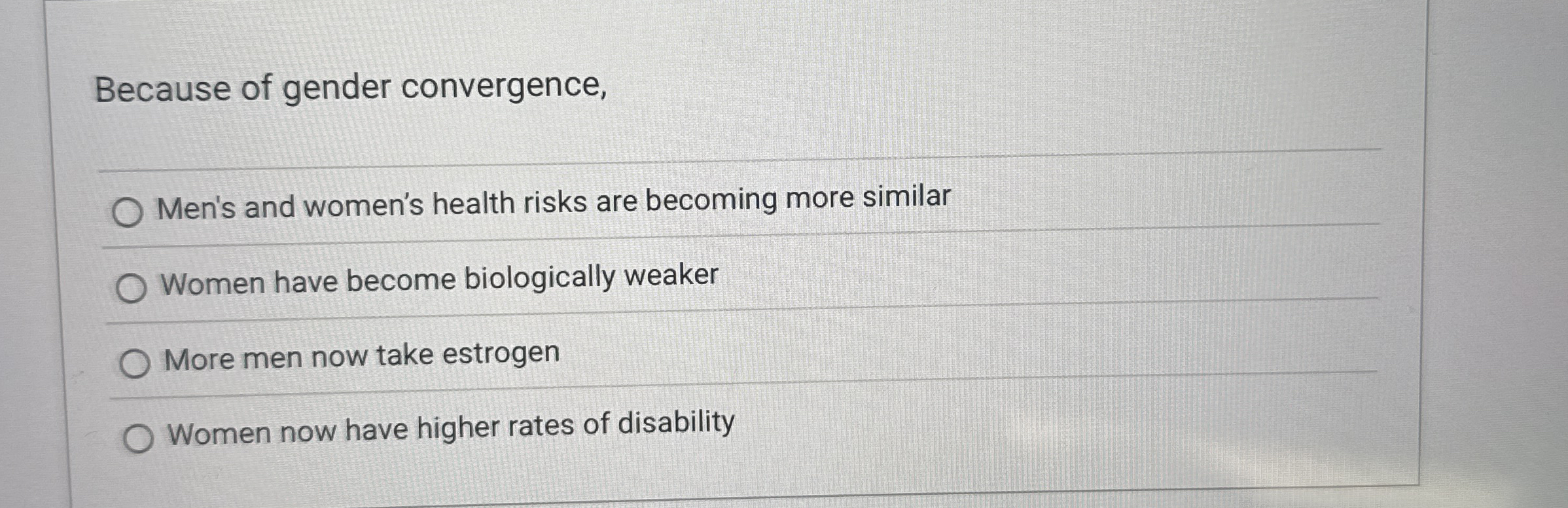 Solved Because of gender convergence,Men's and women's | Chegg.com