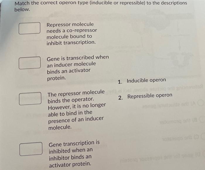 Solved Match the correct operon type (inducible or | Chegg.com