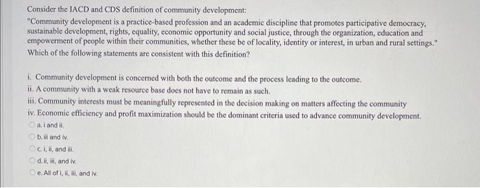 Consider the IACD and CDS definition of community | Chegg.com