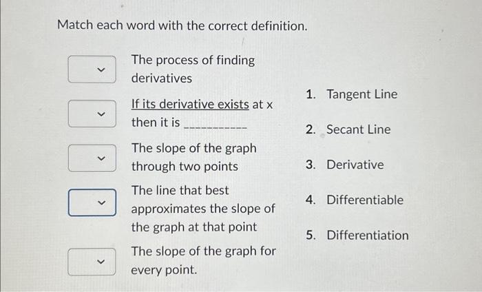 Solved Match each word with the correct definition. The | Chegg.com
