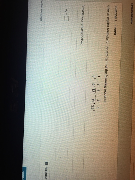 Solved Content attribution QUESTION 7.1 POINT Give an | Chegg.com