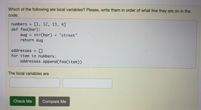 Solved An Assignment Statement In A Function Creates A Local 