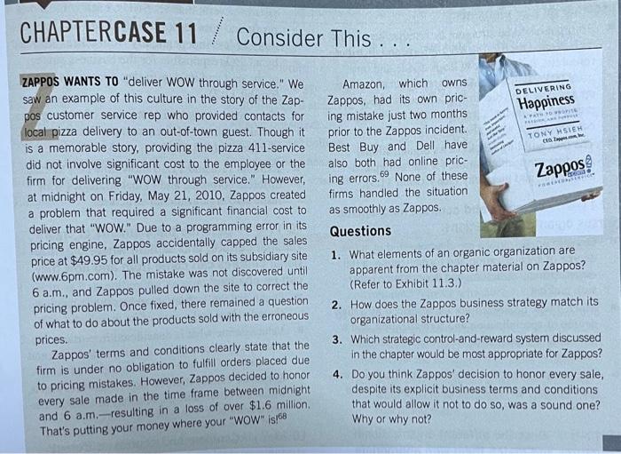 Solved Zappos: Designed to Deliver Happiness OELIVERING | Chegg.com