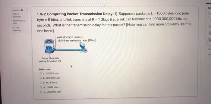 Solved D6 Not yet 100 Fy 1.4-2 Computing Packet Transmission | Chegg.com