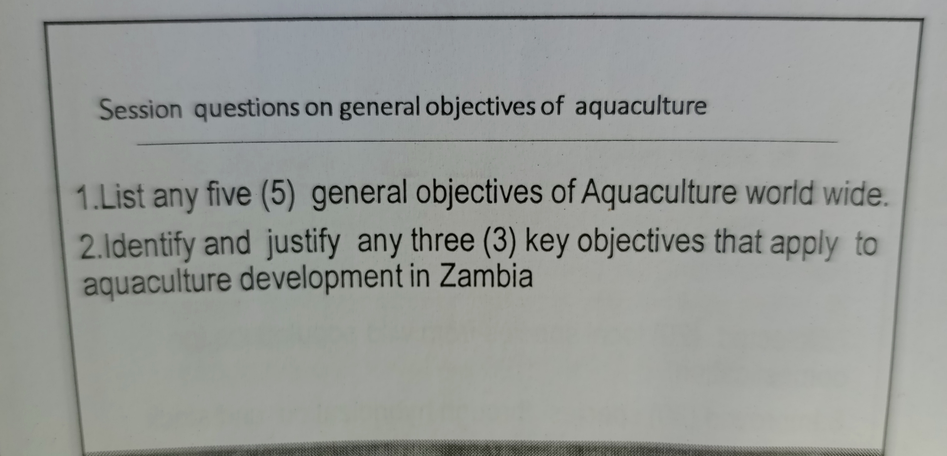 Solved Session questions on general objectives of | Chegg.com