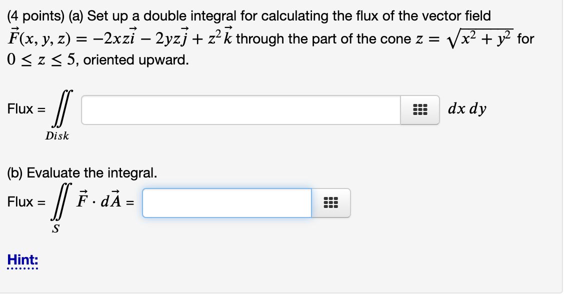 Solved (4 ﻿points) (a) ﻿Set up a double integral for | Chegg.com