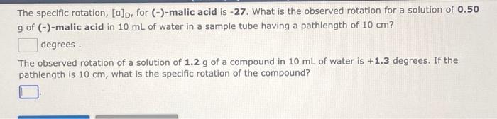 Solved [Review Topics) (References) The specific rotation, | Chegg.com