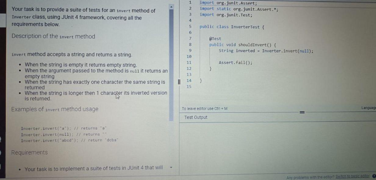 Solved - Your task is to implement a suite of tests in JUnit | Chegg.com