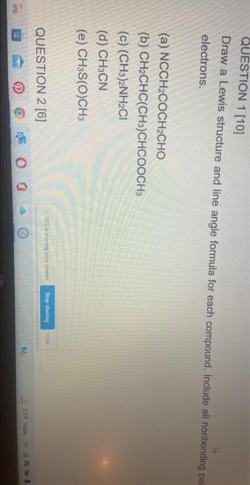 Solved Draw a Lewis structure and line angle formula for | Chegg.com
