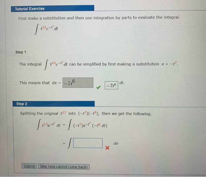 Solved Tutorial Exercise First make a substitution and then | Chegg.com