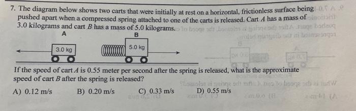 Solved 7. The diagram below shows two carts that were | Chegg.com