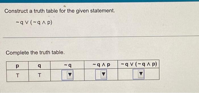 Solved Construct a truth table for the given statement. | Chegg.com