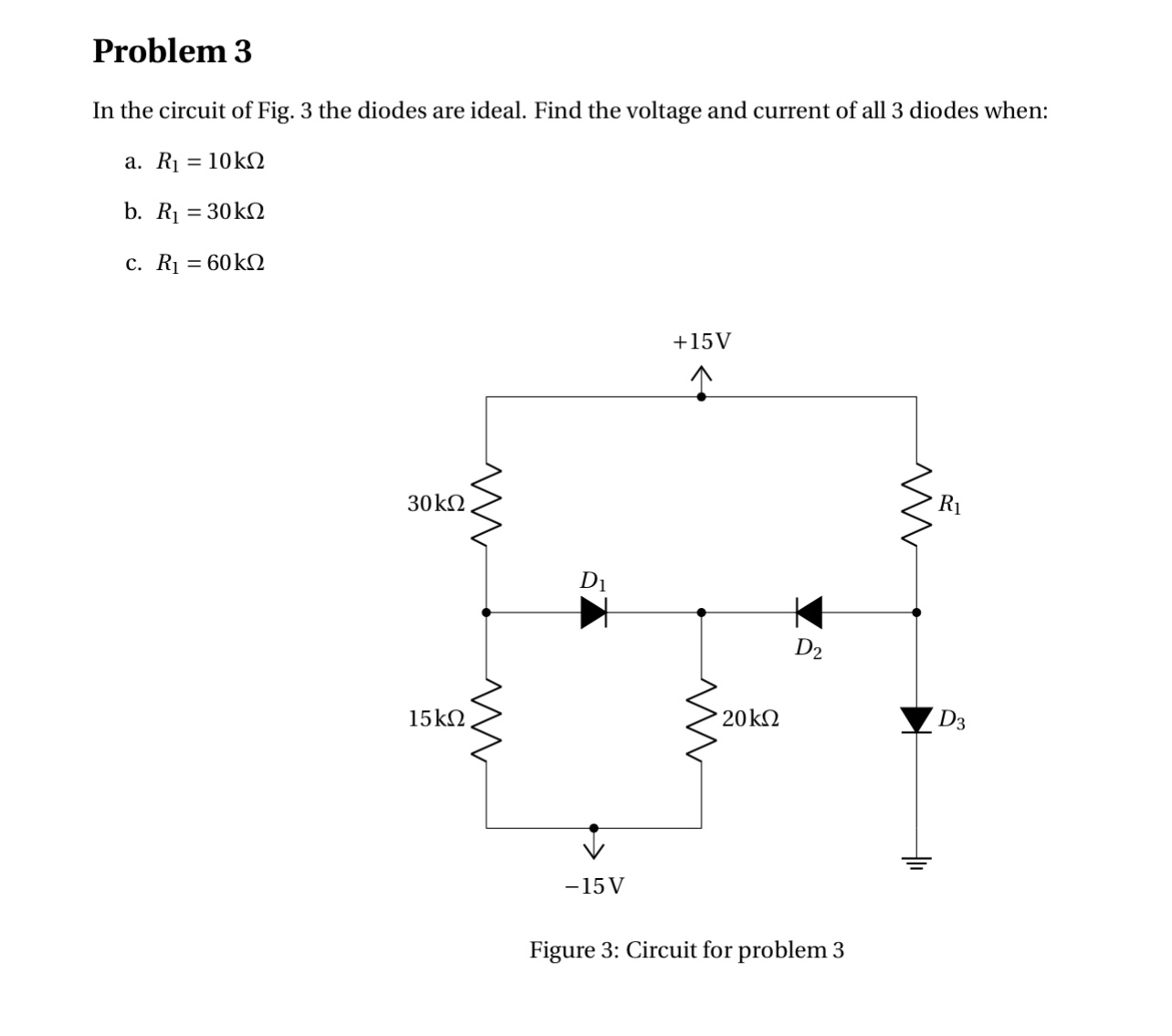 Solved Problem 3In the circuit of Fig. 3 ﻿the diodes are | Chegg.com