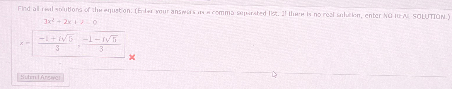 Solved Find all real solutions of the equation: (Enter your | Chegg.com