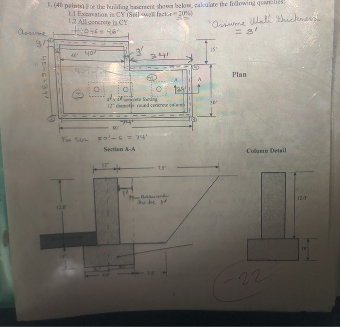 0 points) For the building basement shown below, | Chegg.com