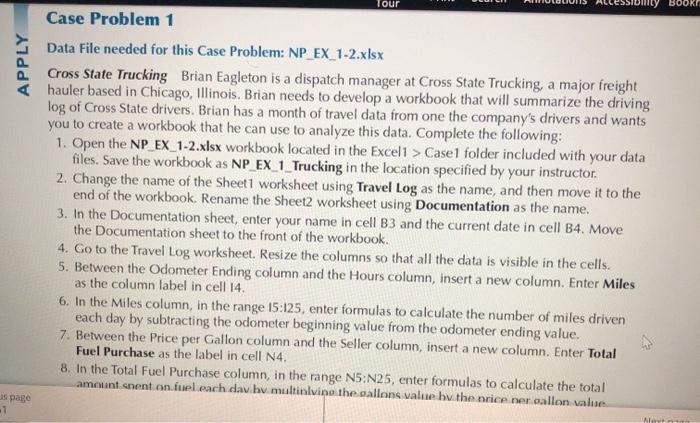 Solved Tour BOOK APPLY Case Problem 1 Data File needed for | Chegg.com