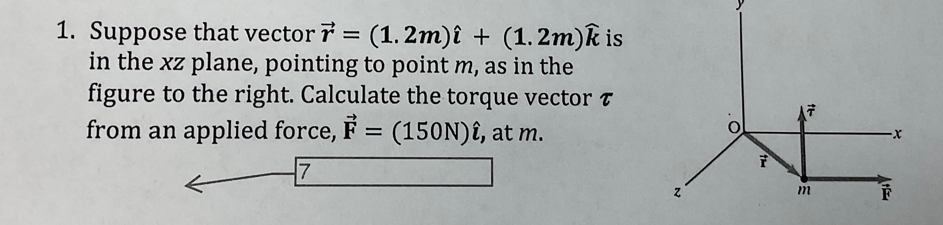 Solved Suppose that vector vec(r)=(1.2m)hat(ı)+(1.2m)hat(k) | Chegg.com