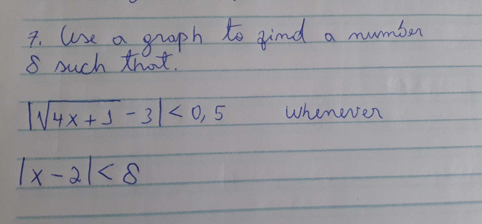 Solved 7. lese a graph to find a number & such that. | Chegg.com