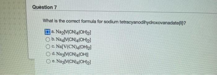 Solved What is the correct formula for sodium | Chegg.com