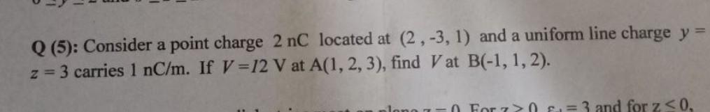 Solved Q (5): Consider a point charge 2nC located at | Chegg.com