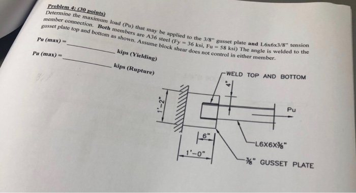 Solved Problem 4:30 points) Determine the maximum load (Pu) | Chegg.com