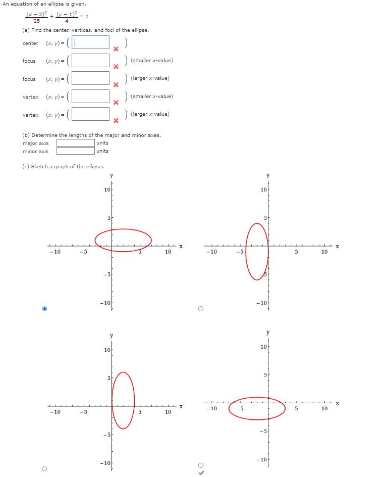 Solved An equation of an ellipse is | Chegg.com