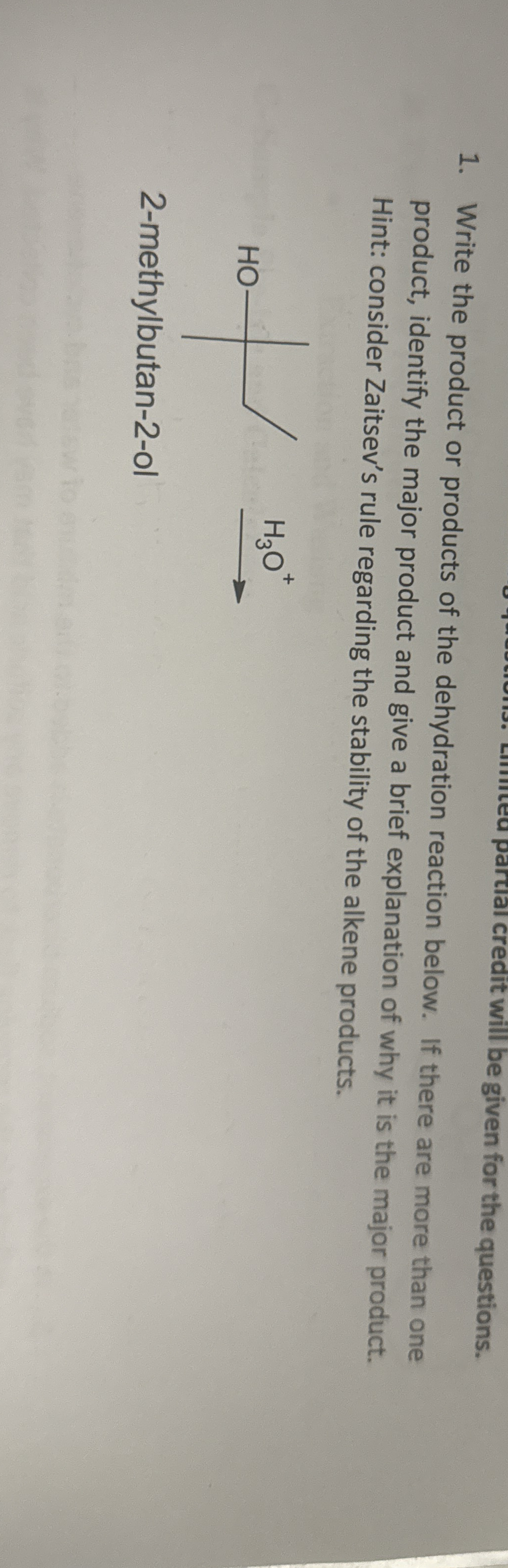 Solved Write the product or products of the dehydration | Chegg.com