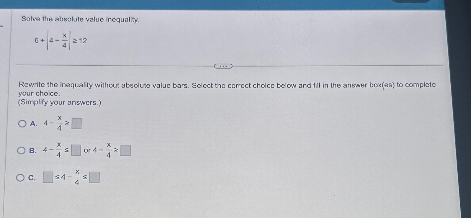 Solved Solve the absolute value | Chegg.com