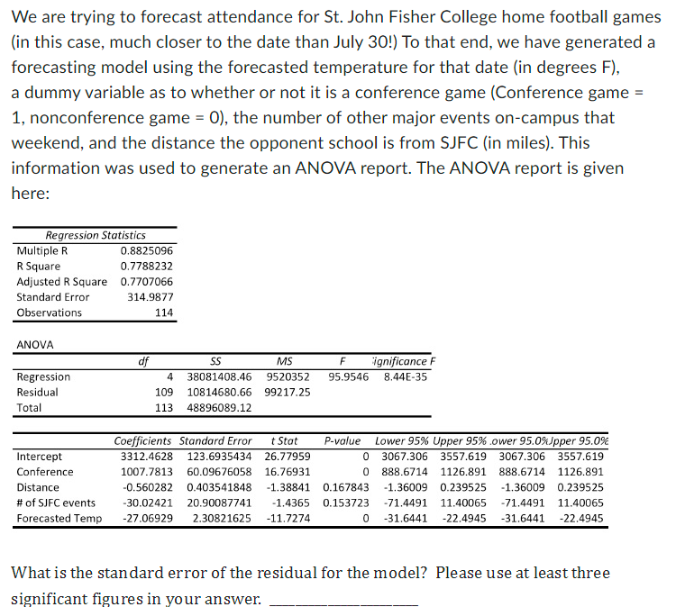 Solved ask a questionWe are trying to forecast attendance | Chegg.com