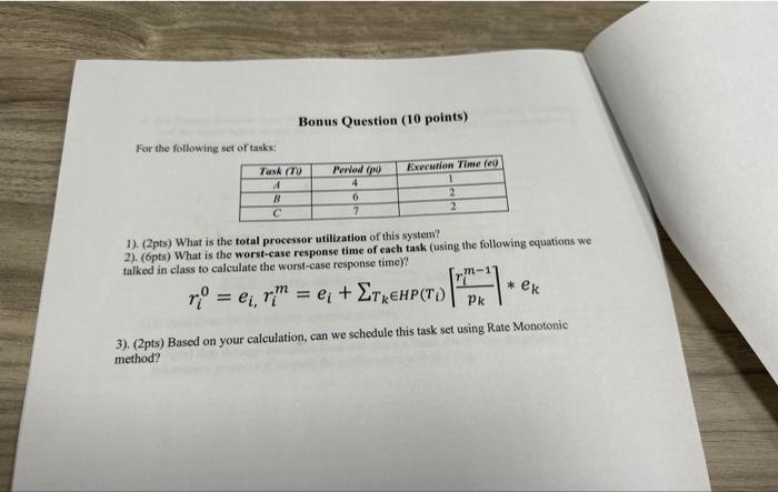 Solved Bonus Question (10 points) For the following set of | Chegg.com