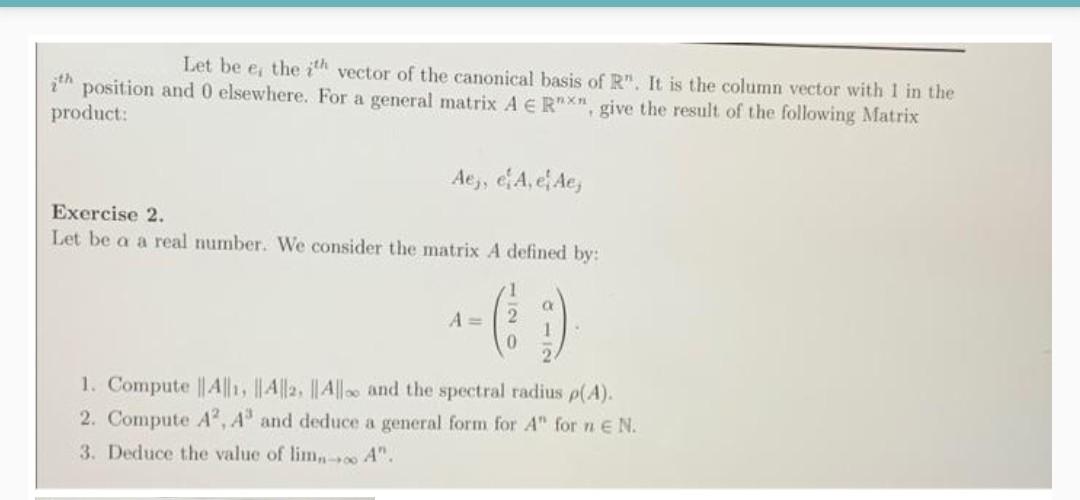 Solved Let be ei the ith vector of the canonical basis of | Chegg.com