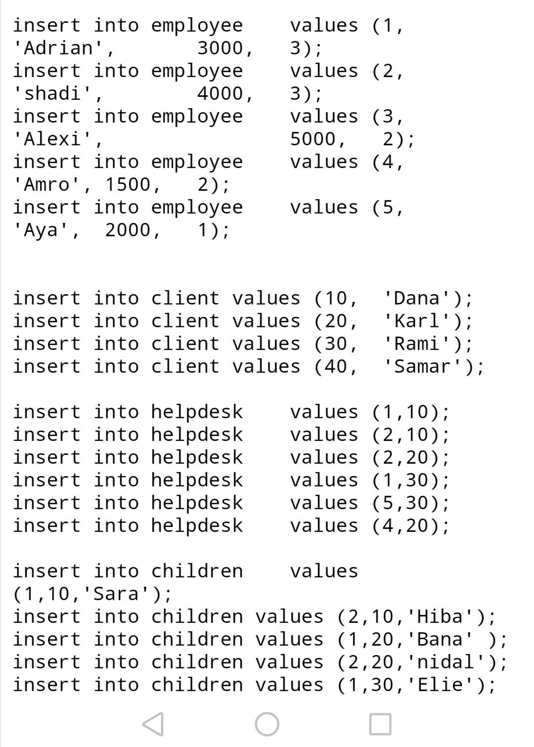 Solved name create table department (ID Integer not null, | Chegg.com
