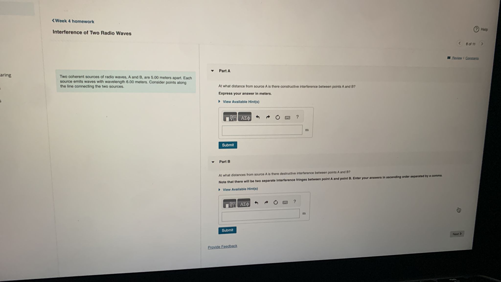 Solved 400Hz.Two coherent sources of radio waves, A and B, | Chegg.com
