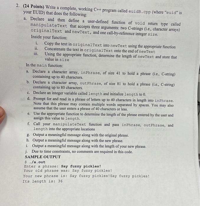 Solved (24 Points) Write a complete, working C++ program | Chegg.com