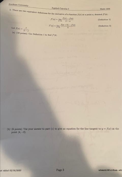 Solved Applied Calculus I Math 1263 1. There are two | Chegg.com