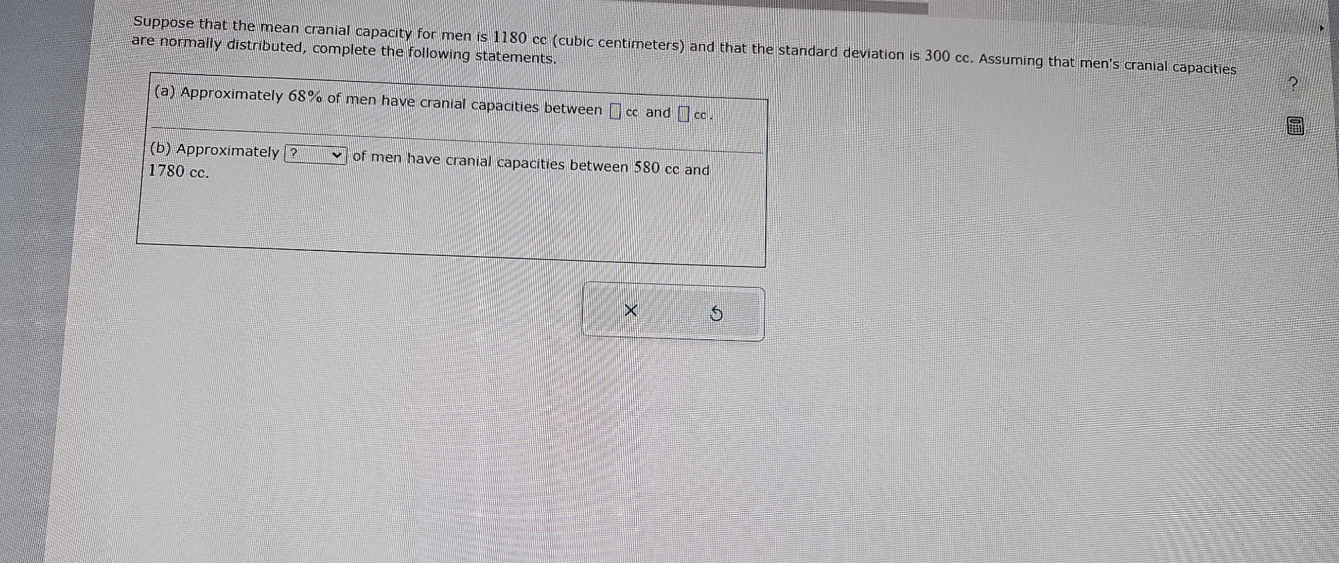 Solved Suppose that the mean cranial capacity for men is | Chegg.com