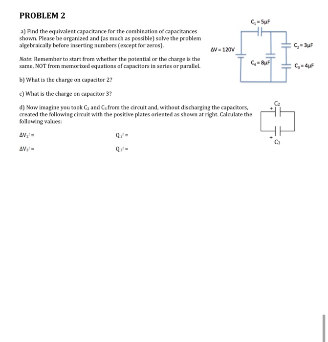 Solved = 3F PROBLEM 2 = 5 F a) Find the equivalent | Chegg.com