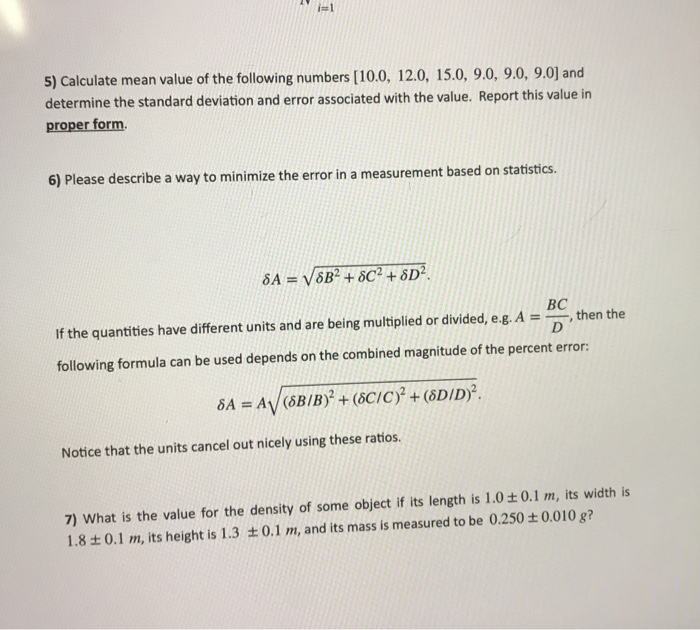 Solved i=1 5) Calculate mean value of the following numbers | Chegg.com