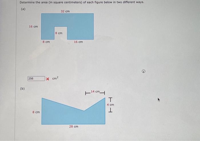 Solved Determine the area (in square centimeters) of each | Chegg.com