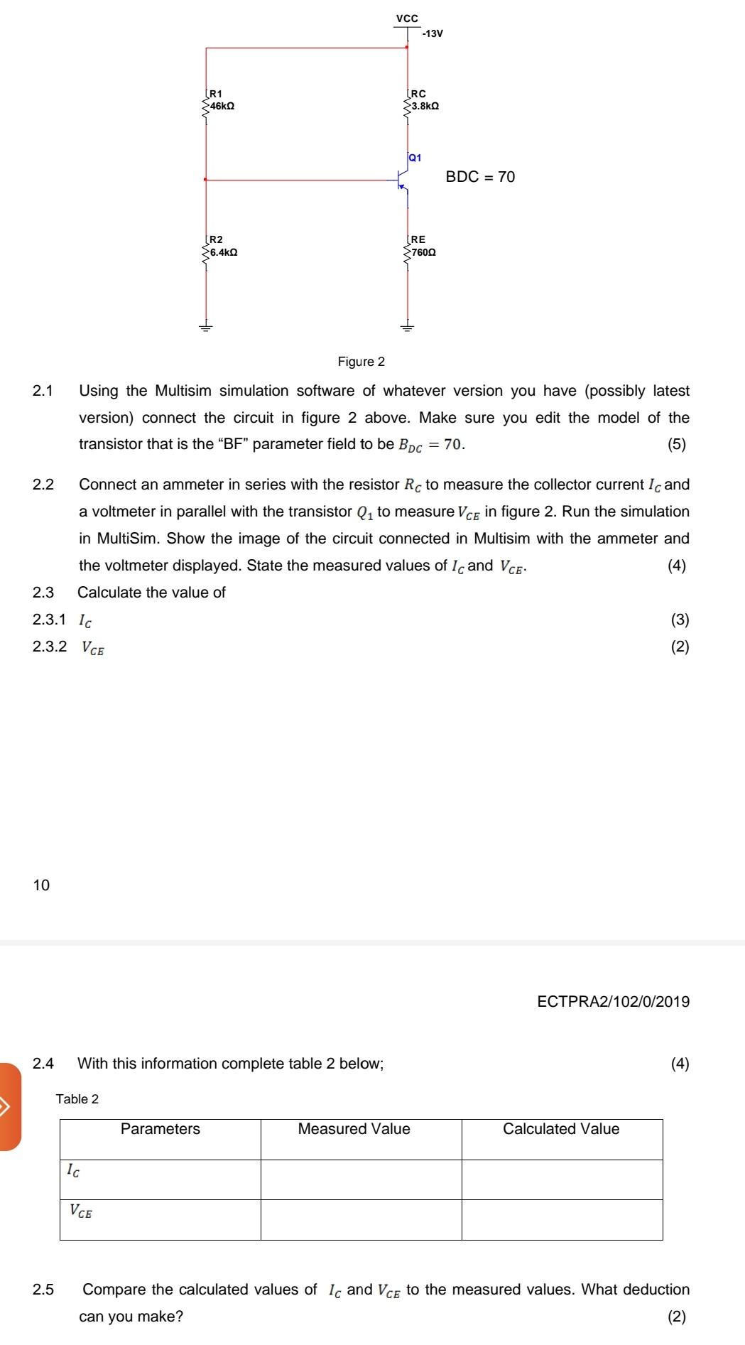 Solved Figure 2 2.1 Using the Multisim simulation software | Chegg.com