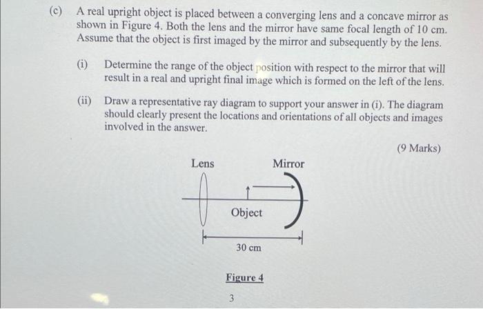 Solved (C) A real upright object is placed between a | Chegg.com