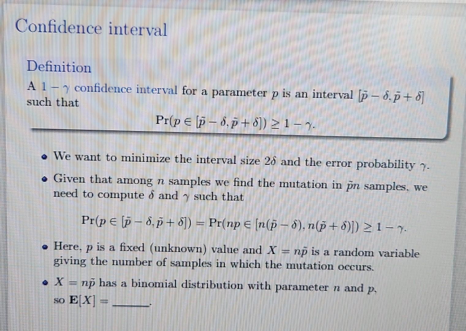 Solved A 1−γ confidence interval for a parameter p is an | Chegg.com