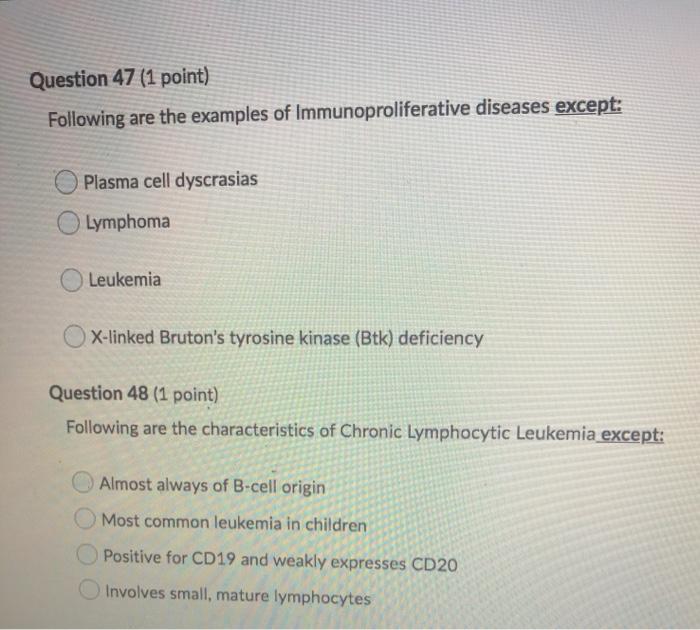 Solved Question 47 (1 point) Following are the examples of | Chegg.com
