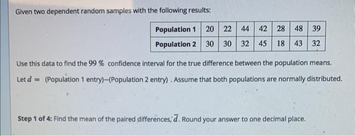 Solved Given two dependent random samples with the following | Chegg.com