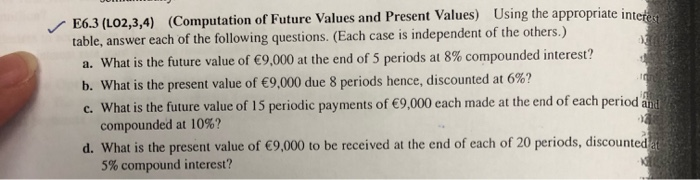 Solved E6.3 (L02,3,4) (Computation of Future Values and | Chegg.com