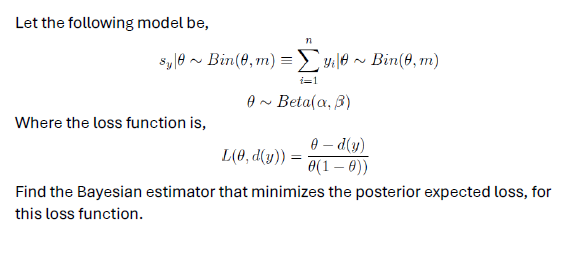 [Solved]: Let the following model be, s_(y)| theta Bin( the