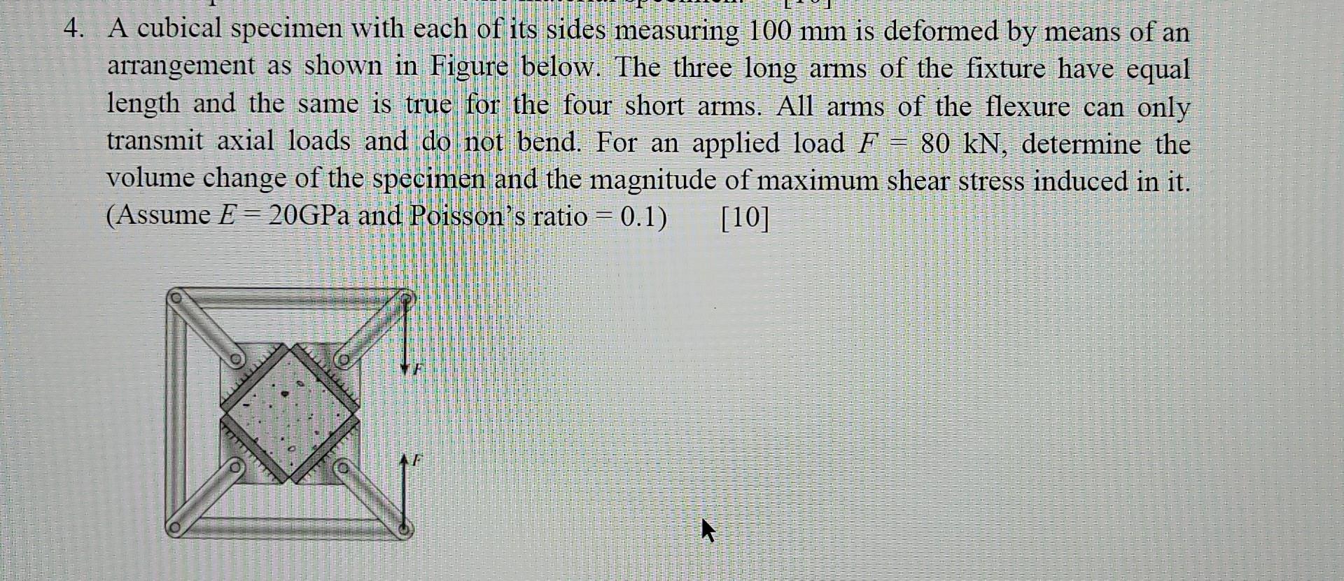 Solved 4. A cubical specimen with each of its sides | Chegg.com