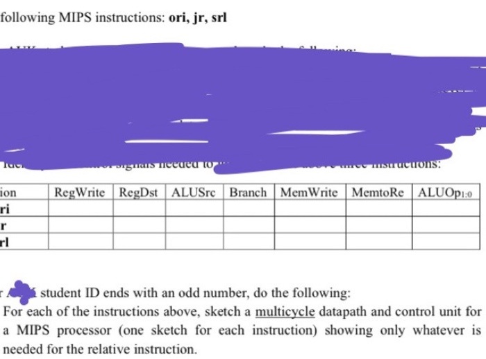 following MIPS instructions: ori, jr, srl ETUS | Chegg.com