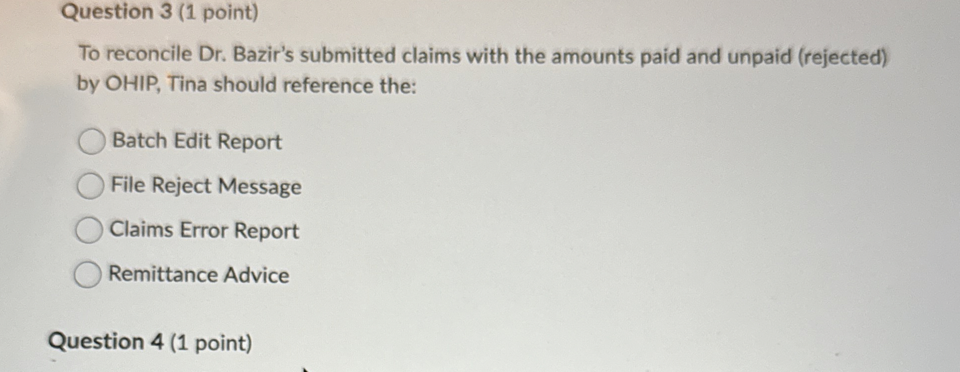 Solved Question 3 (1 ﻿point)To reconcile Dr. ﻿Bazir's | Chegg.com