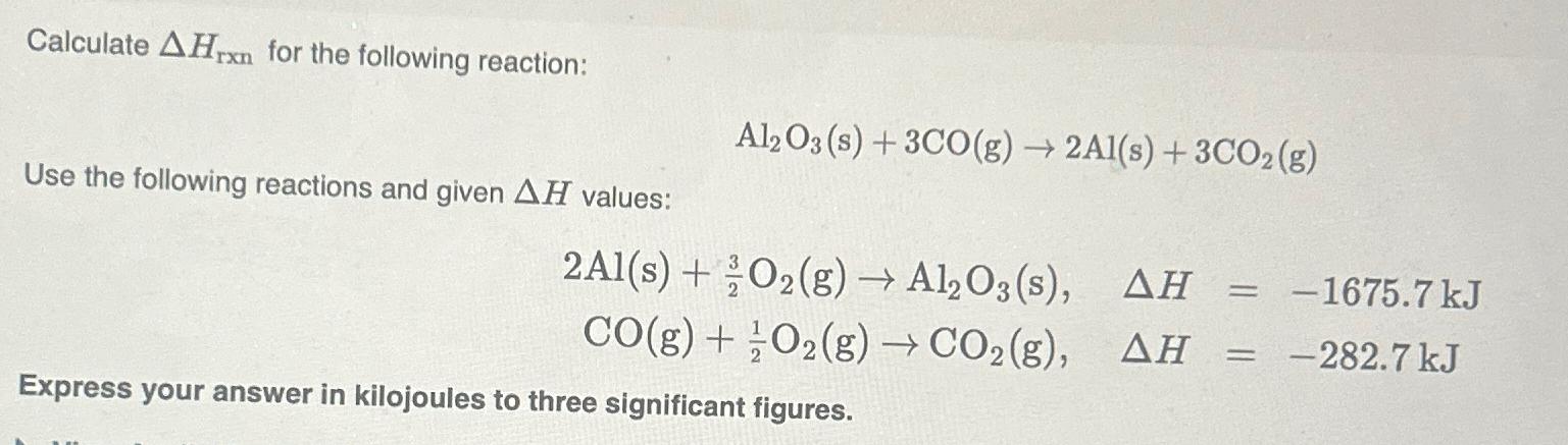 Solved Calculate \\\\Delta H_(rxn) for the following | Chegg.com
